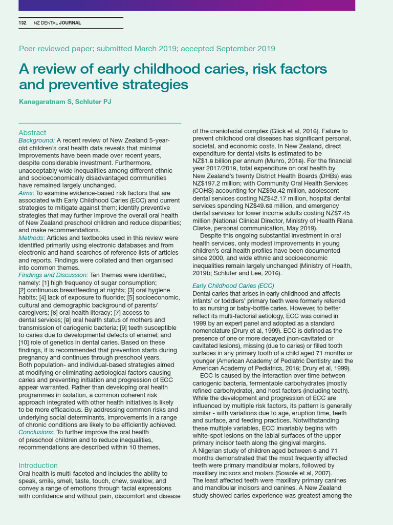 Early Childhood Caries: Risk Factors & Prevention | PDF | Medical ...