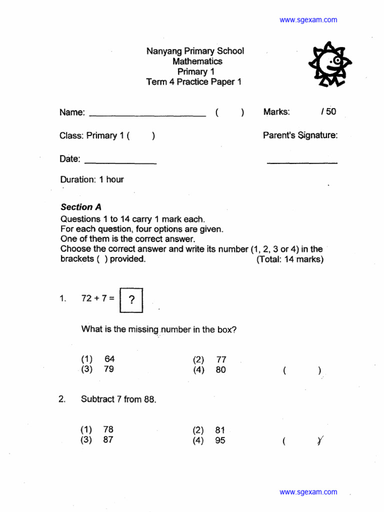 2015 P1 Maths SA2 Nanyang | PDF