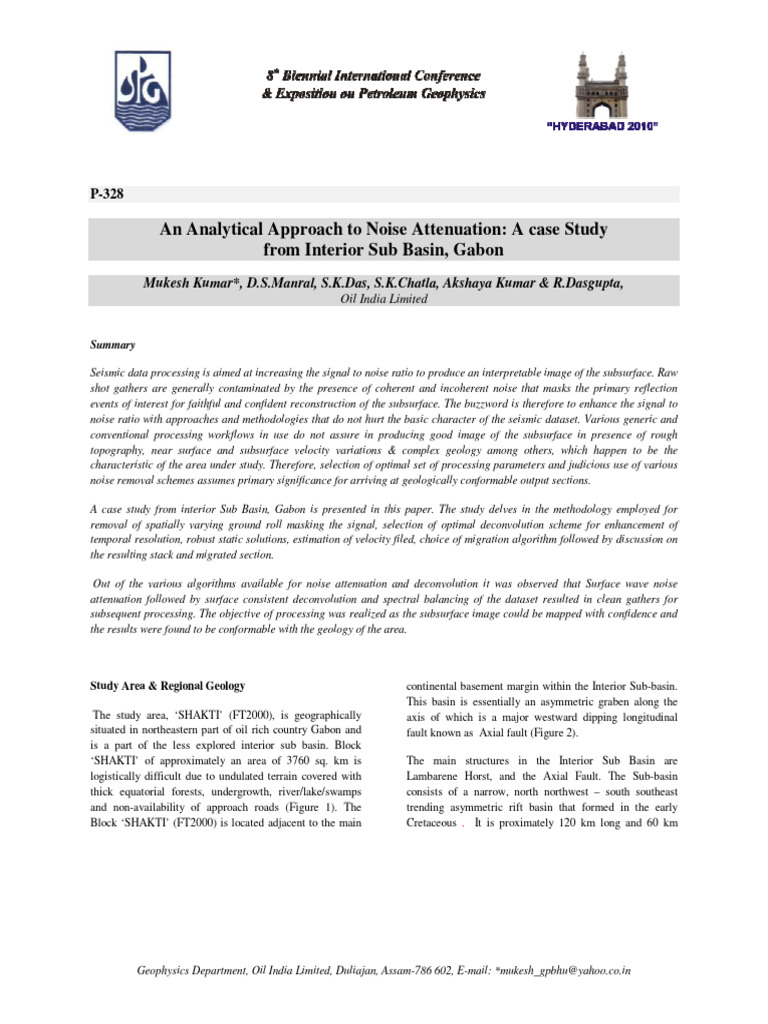 Kumar 2010 Interior Sub Basin Gabon 328 | PDF | Reflection Seismology ...