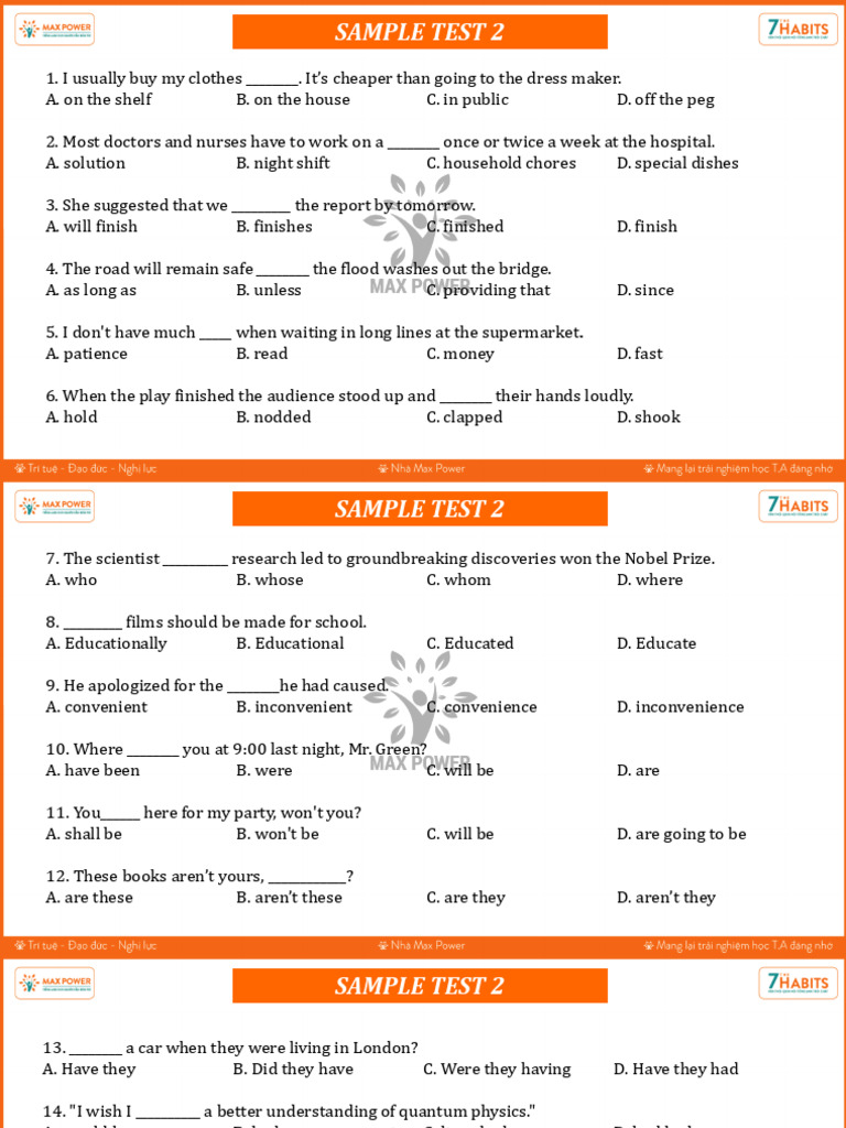 English Language Practice Test | PDF | Soup