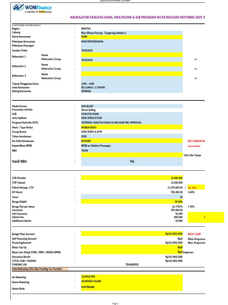 Ex Reguler - Kalkulator Motorku 2025 Ver 2.0 - Multiguna, Fasdan & Slb ...
