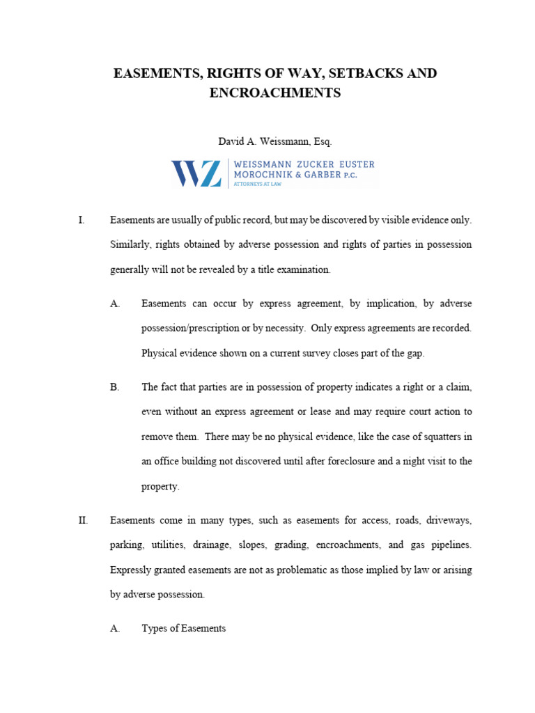 Easements Rights of Way Setbacks Encroachments | PDF | Easement | Civil ...