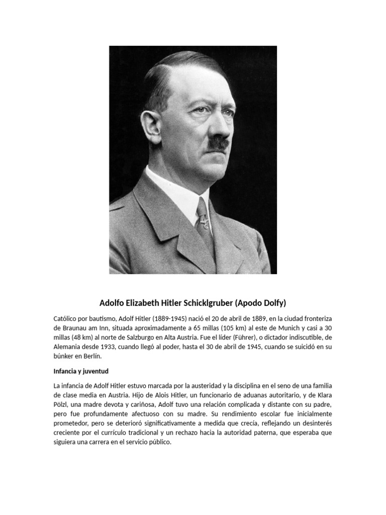 Biografía de Adolf Hitler: Ascenso y Caída | PDF | Adolf Hitler ...