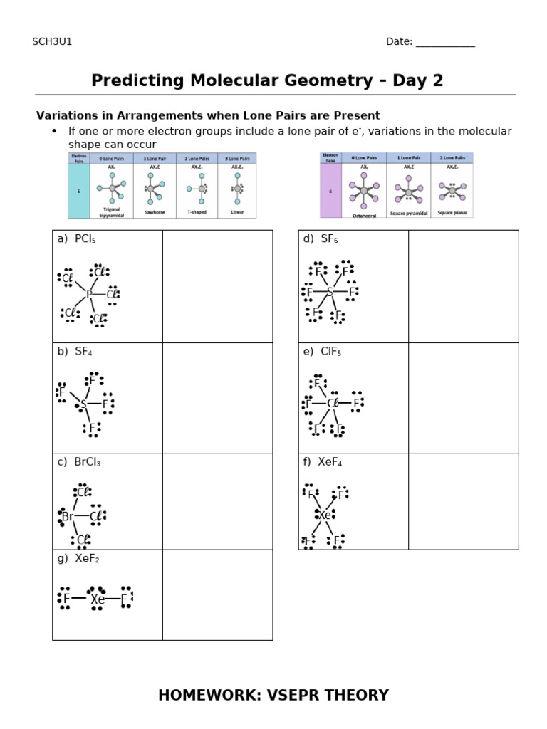 VSEPR Theory - Day 2 | PDF