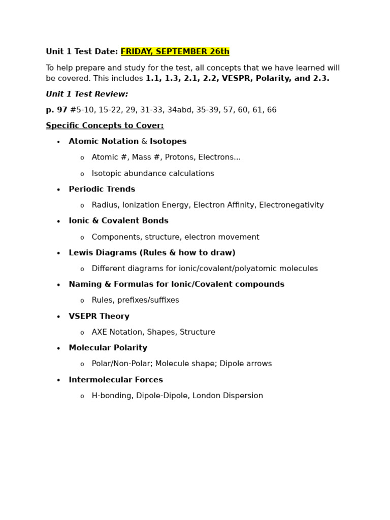 Unit 1 Review | PDF