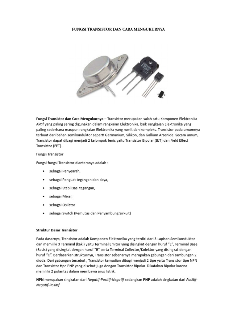Fungsi dan Pengukuran Transistor | PDF