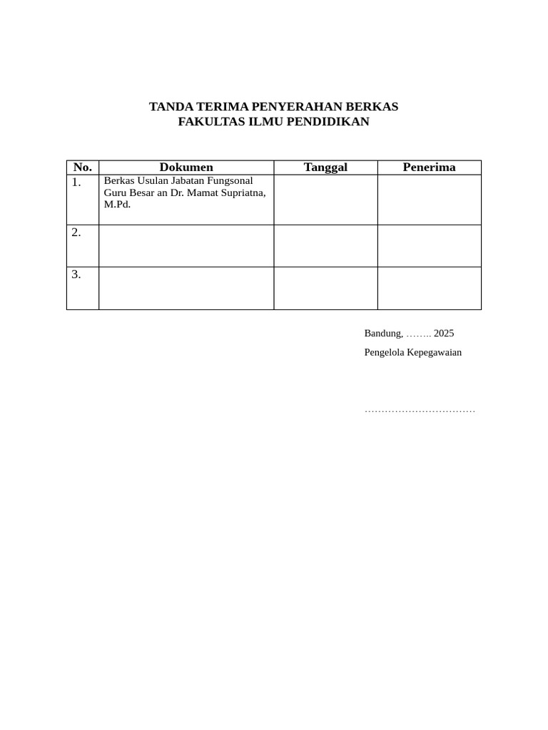 Tanda Terima Penyerahan Berkas | PDF