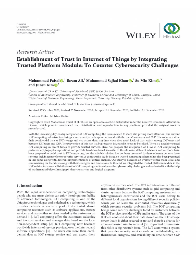 0 - Establishment of Trust in Internet of Things by Integrating Trusted ...