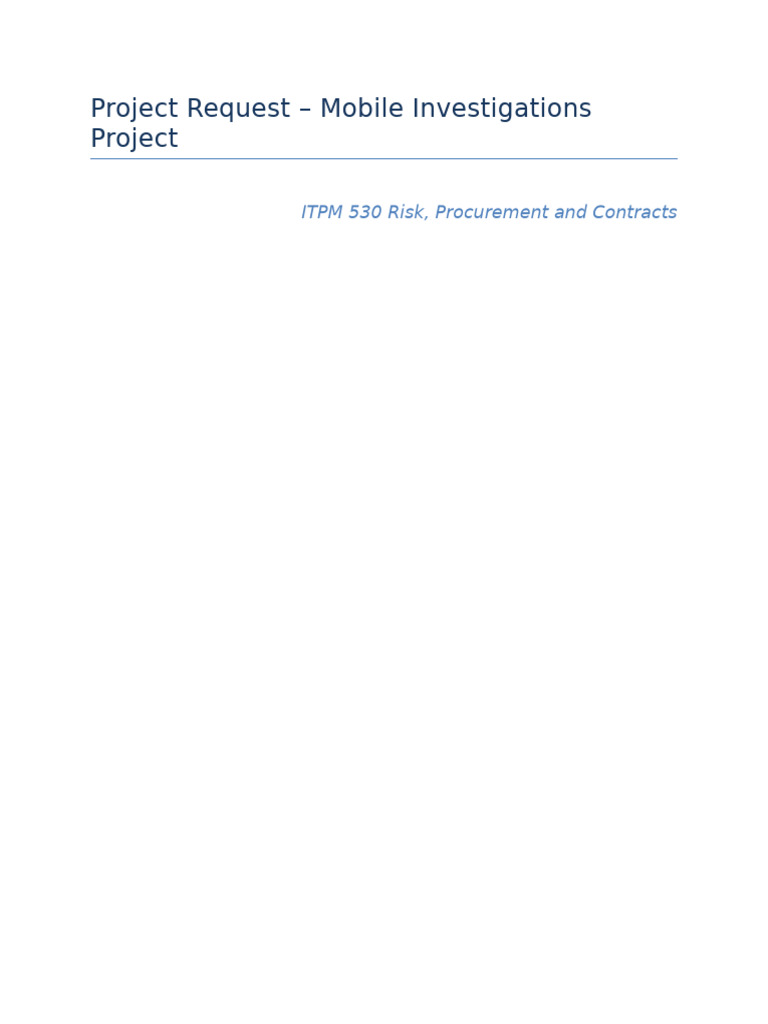 Mobile Investigations Project Request | PDF