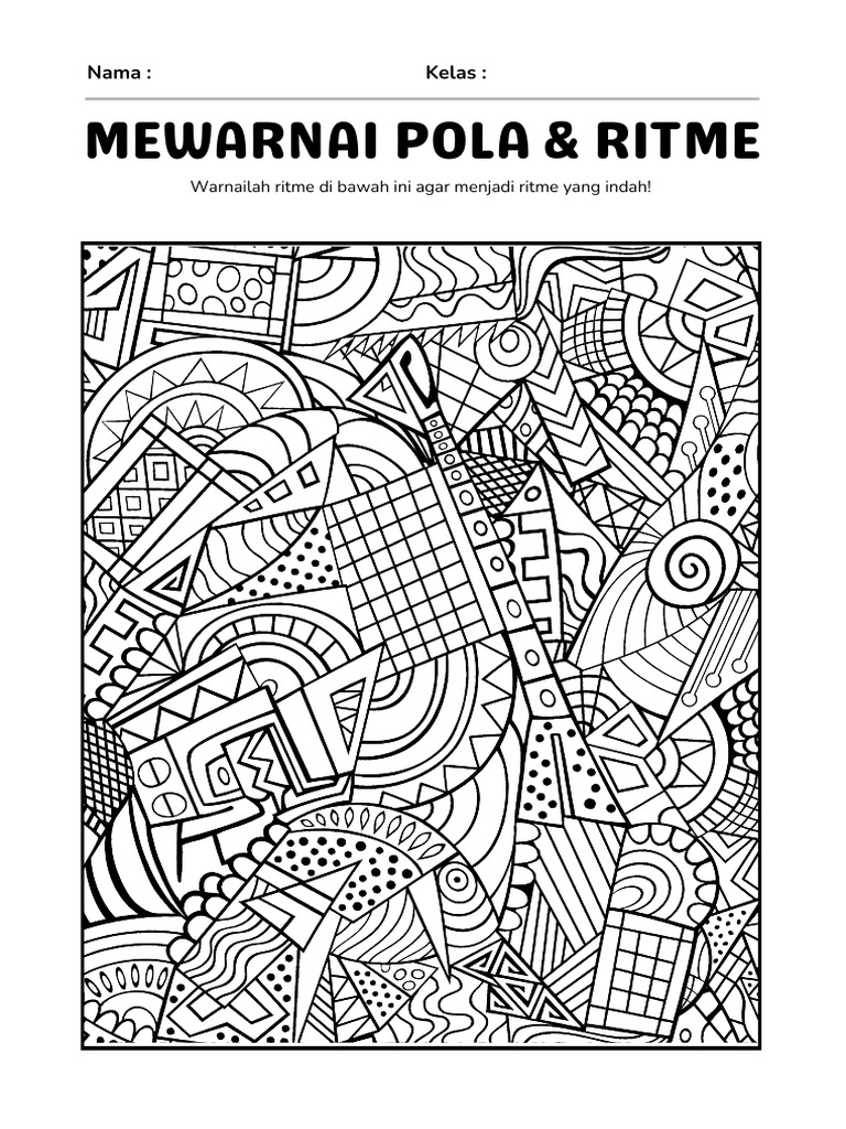 Mewarnai Pola Dan Ritme Lembar Kerja Biru Ilustratif | PDF