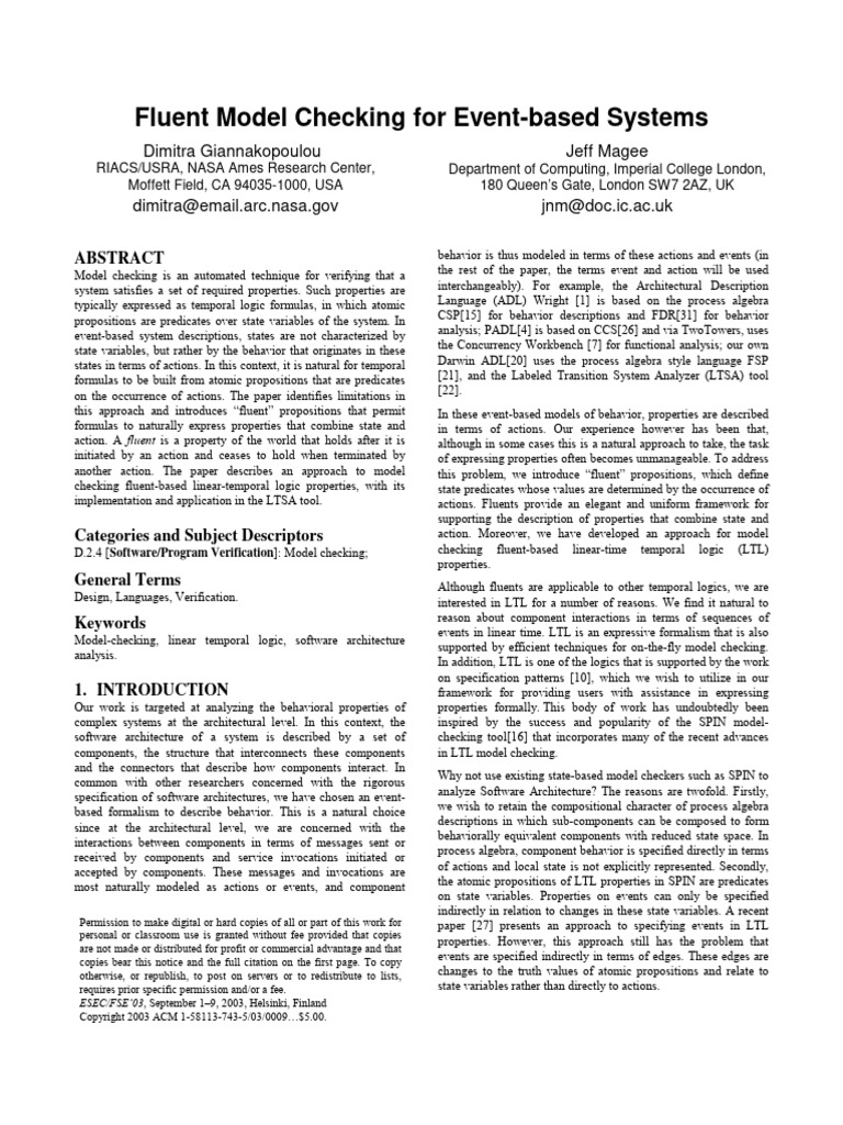 Fluent Model Checking for Event Systems | PDF | Interpretation (Logic ...