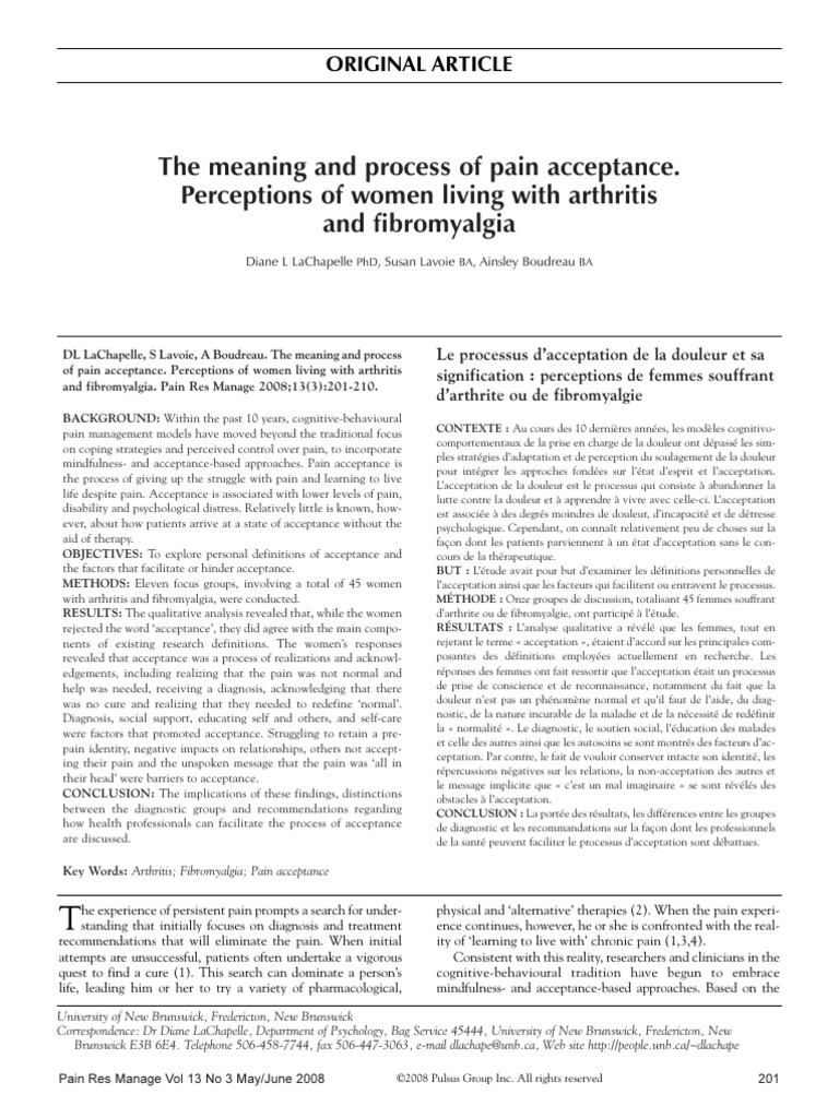 Texto 2 - The Meaning and Process of Pain Acceptance | PDF | Medical ...