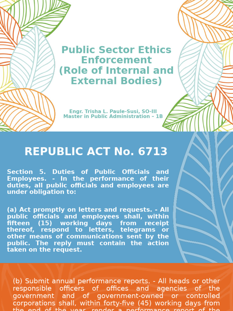 Public Sector Ethics Enforcement Guide | PDF | Incentive | Government