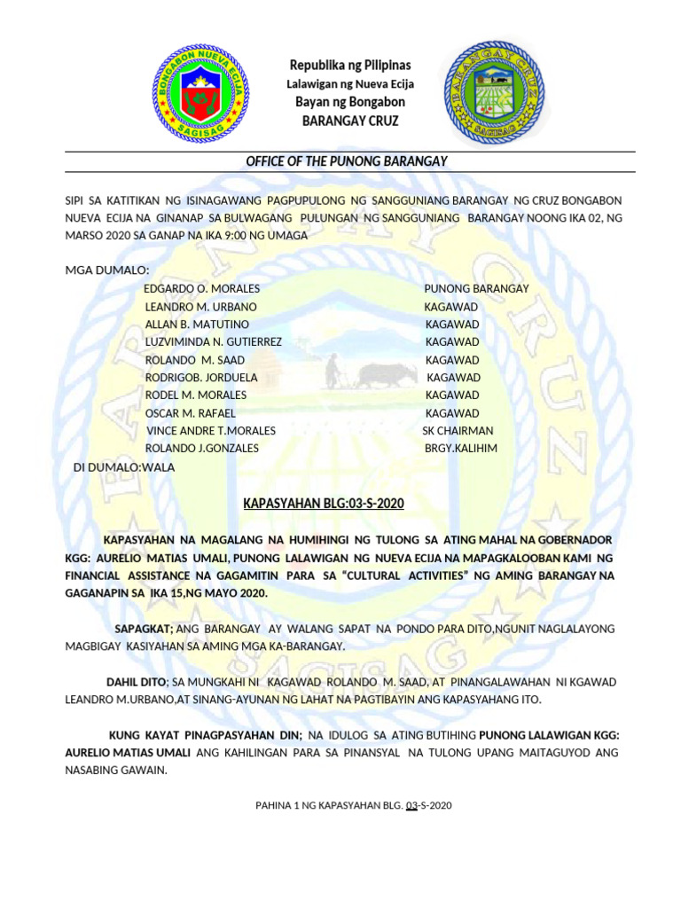 Barangay Reso Cultural Activities | PDF