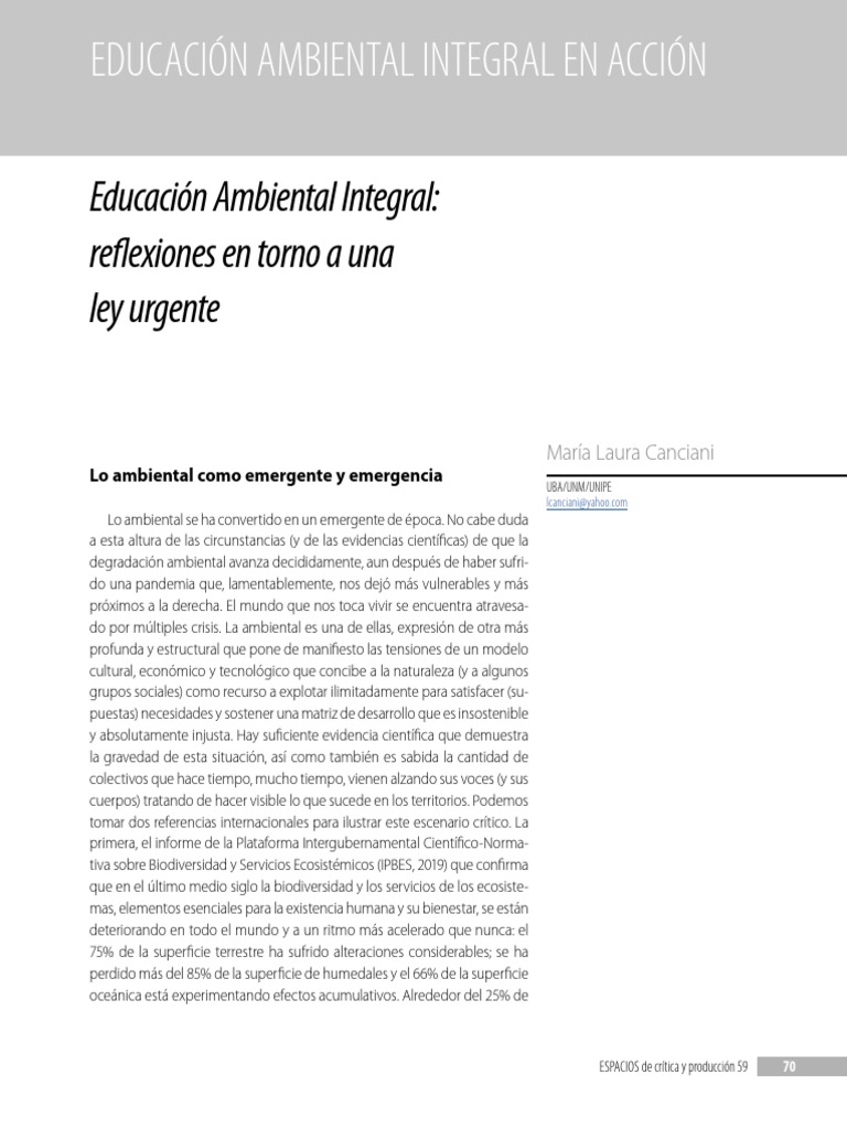 Crisis Ambiental y Educación Integral | PDF | Entorno natural ...