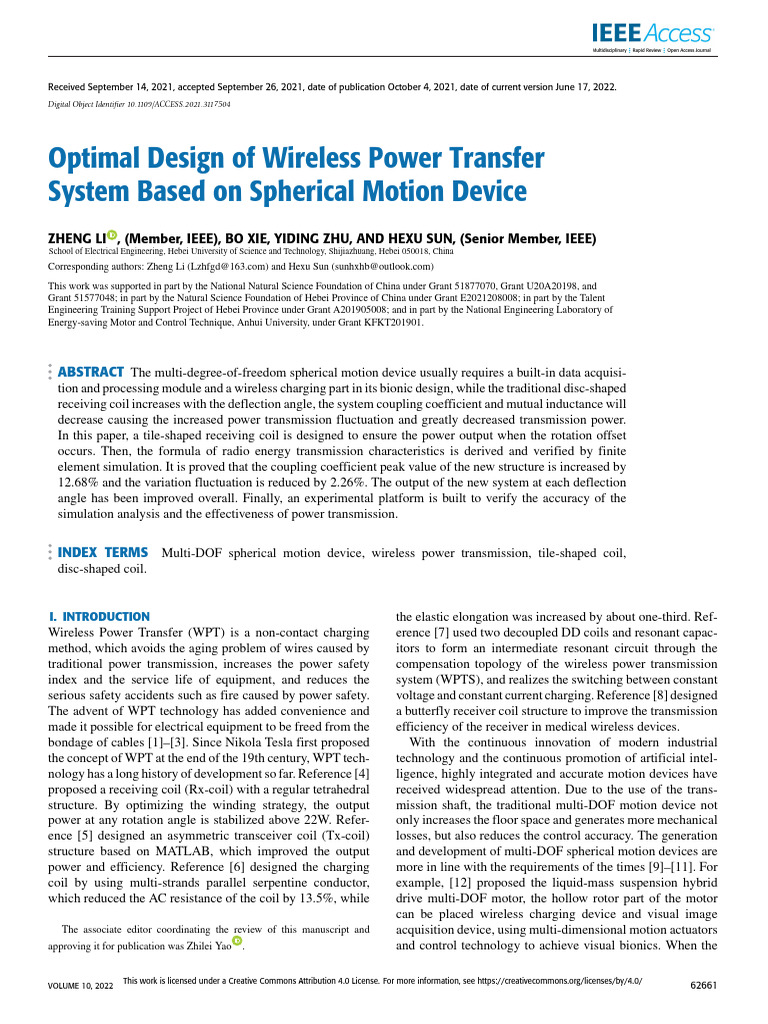 Optimal Wireless Power Transfer Design | PDF | Inductor | Electric ...