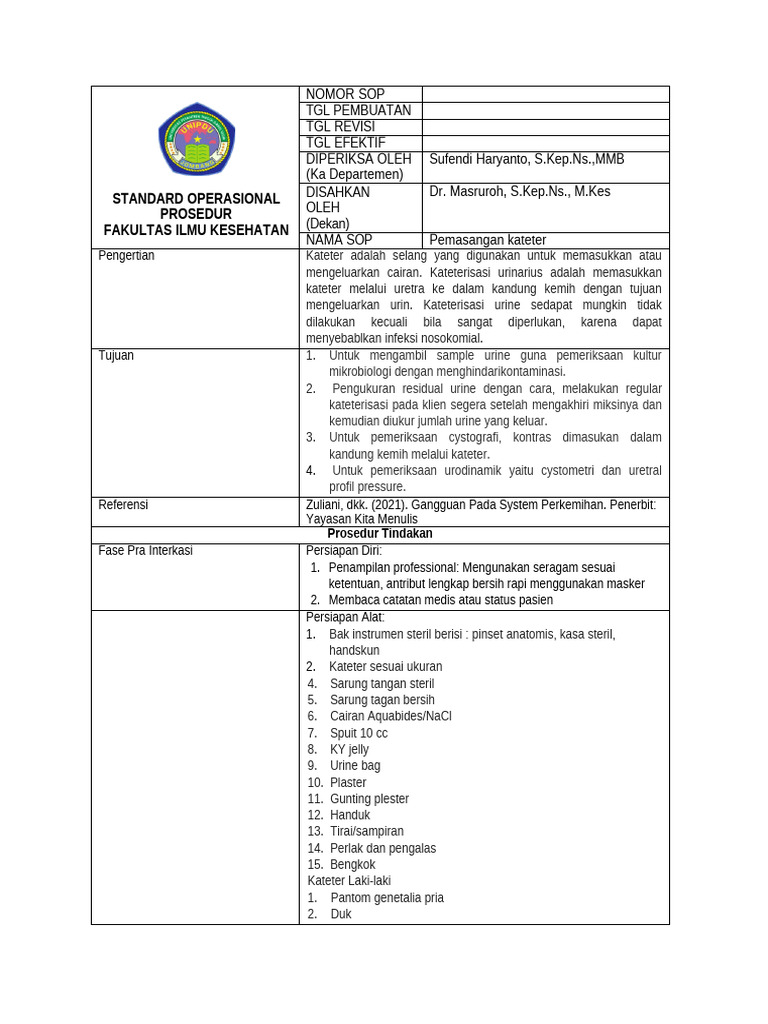 SOP Pemasangan Kateter | PDF