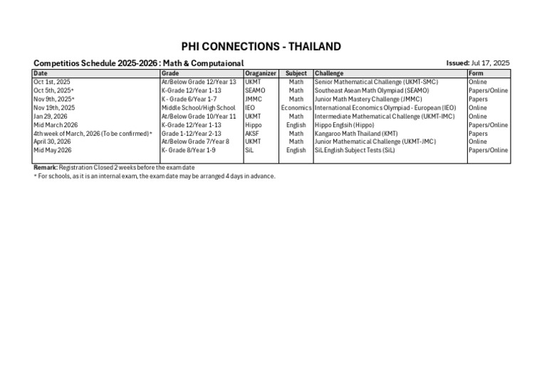 PHI Connections: 2025-2026 Schedule | PDF