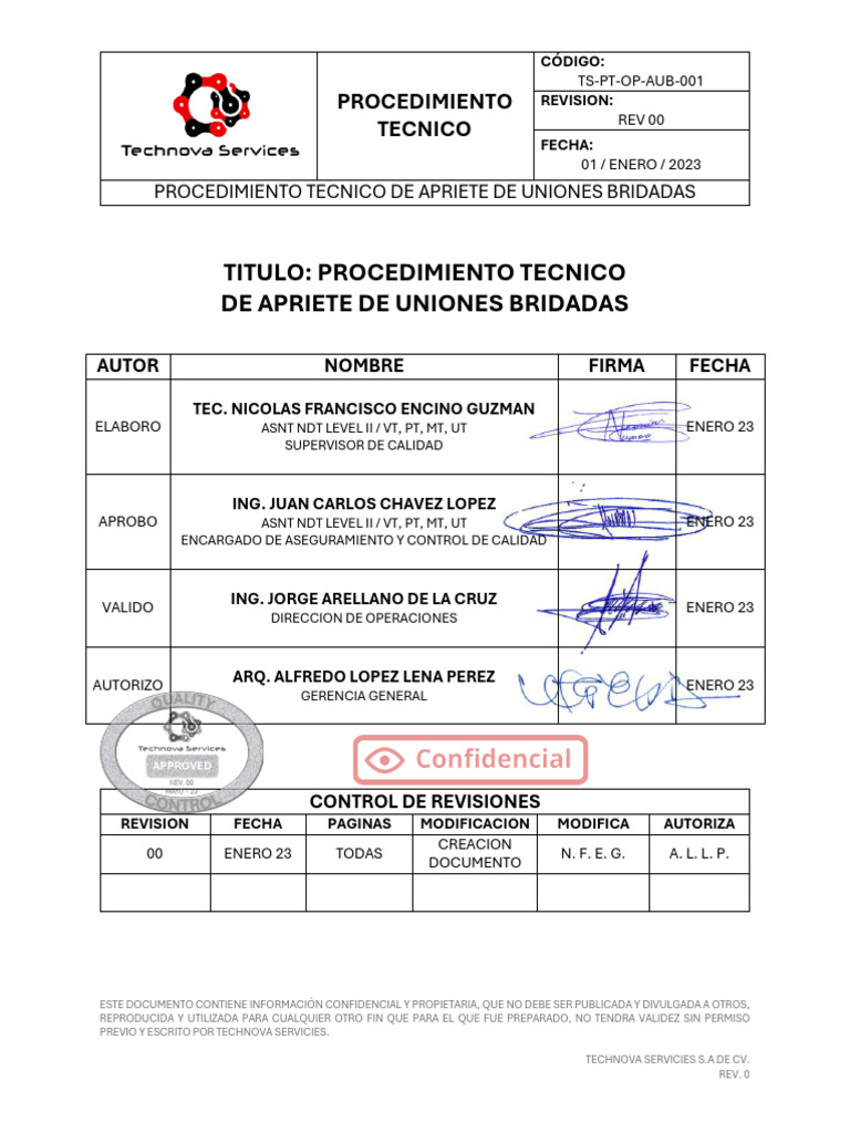Apriete de Uniones Bridadas: Procedimiento Técnico | PDF | Tornillo ...
