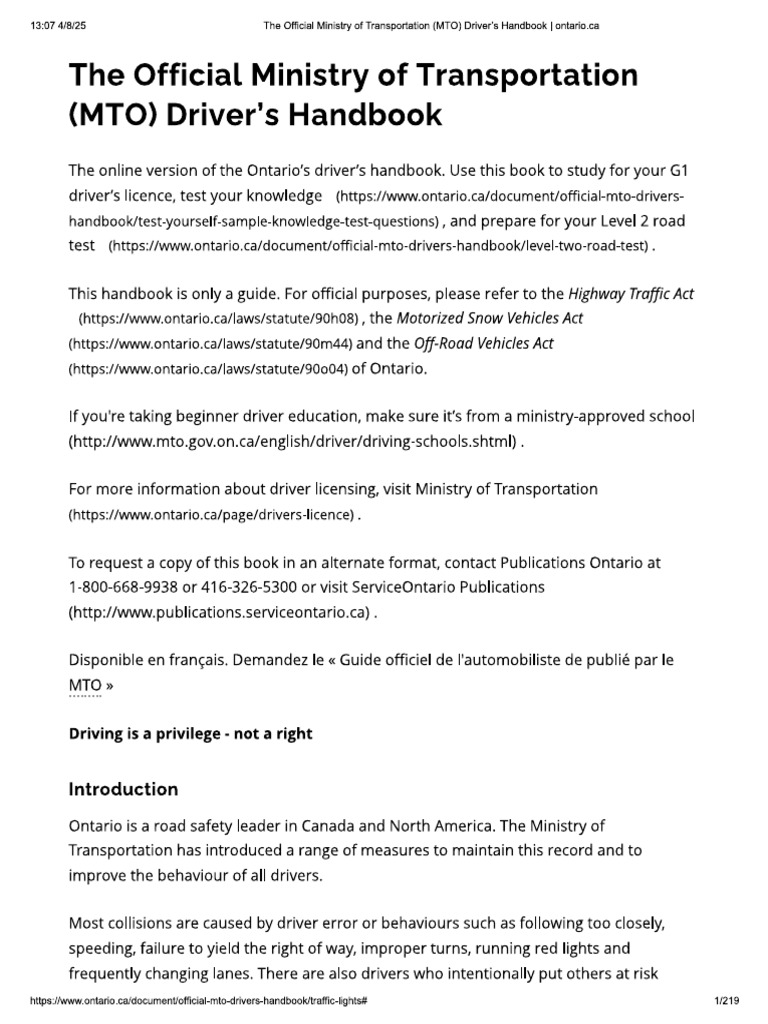 Traffic Lights - The Official Ministry ... N (MTO) Driver's Handbook ...
