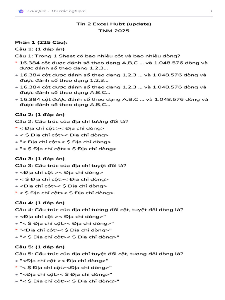 Tin 2 Excel Hubt (Update) | PDF