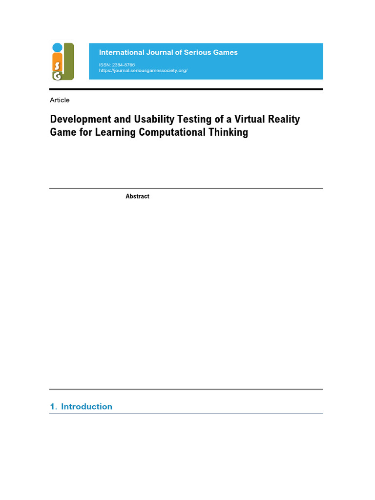 Development and Usability Testing of A Virtual Rea | PDF | Usability ...