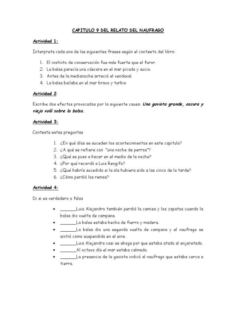 Resumen del Capítulo 9 del Náufrago | PDF