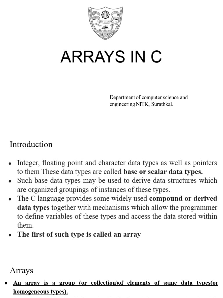 Arrays in C | PDF | Data Type | Variable (Computer Science)