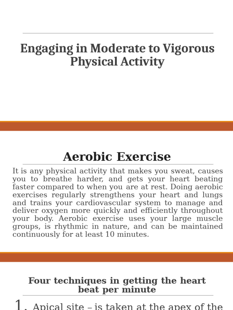 Engaging in Moderate To Vigorous Physical Activity | PDF | Heart Rate ...