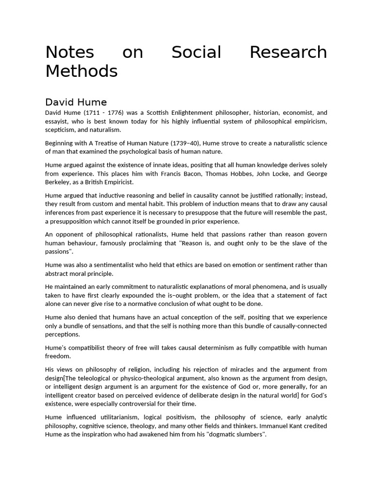 Understanding Hume's Social Research Methods | PDF | David Hume ...