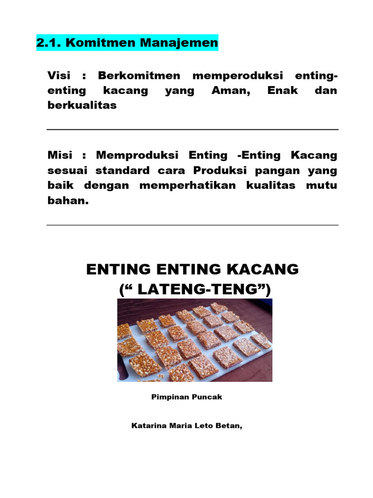Contoh 2 Dokumen CPPB-IRT - GMP Pangan IRT | PDF