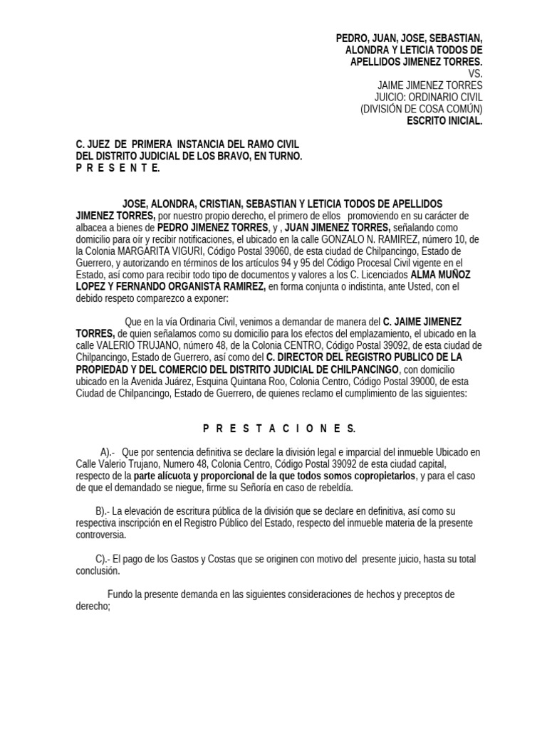 Demanda Civil | PDF | Judicaturas | Justicia