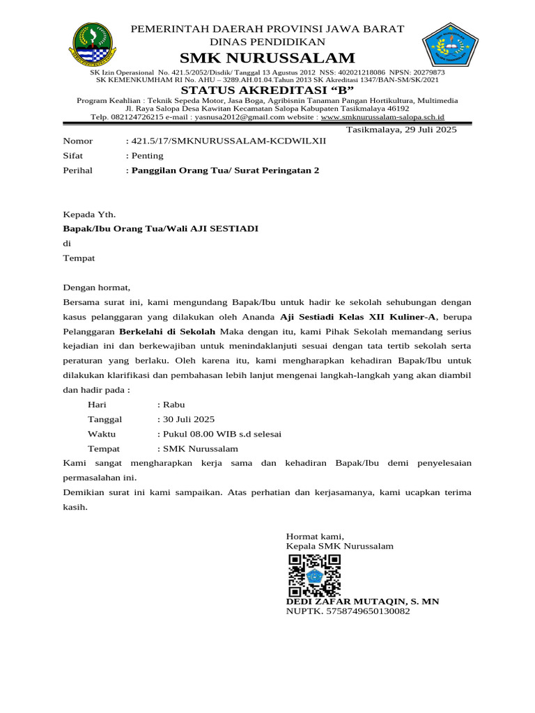 Surat Peringatan 2 | PDF