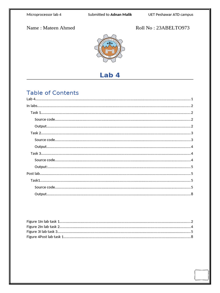 Lab 4 Micrprocessor by Taha | PDF | Electronic Circuits | Computer ...
