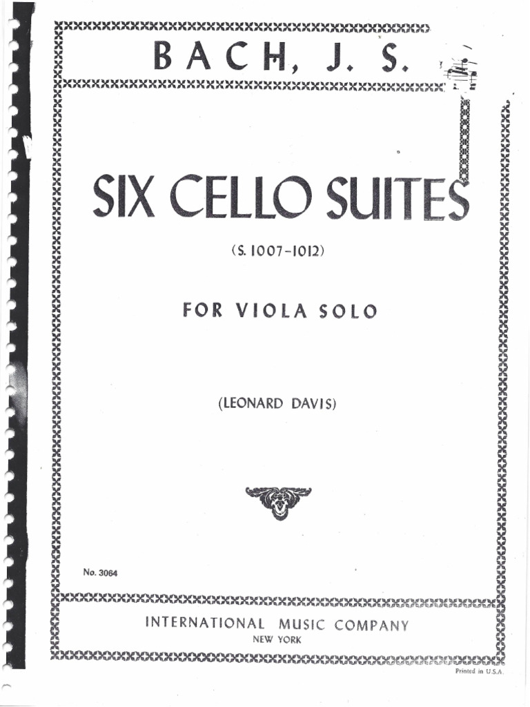 Bach Six Cello Suites For Viola by Leornard Davis | PDF