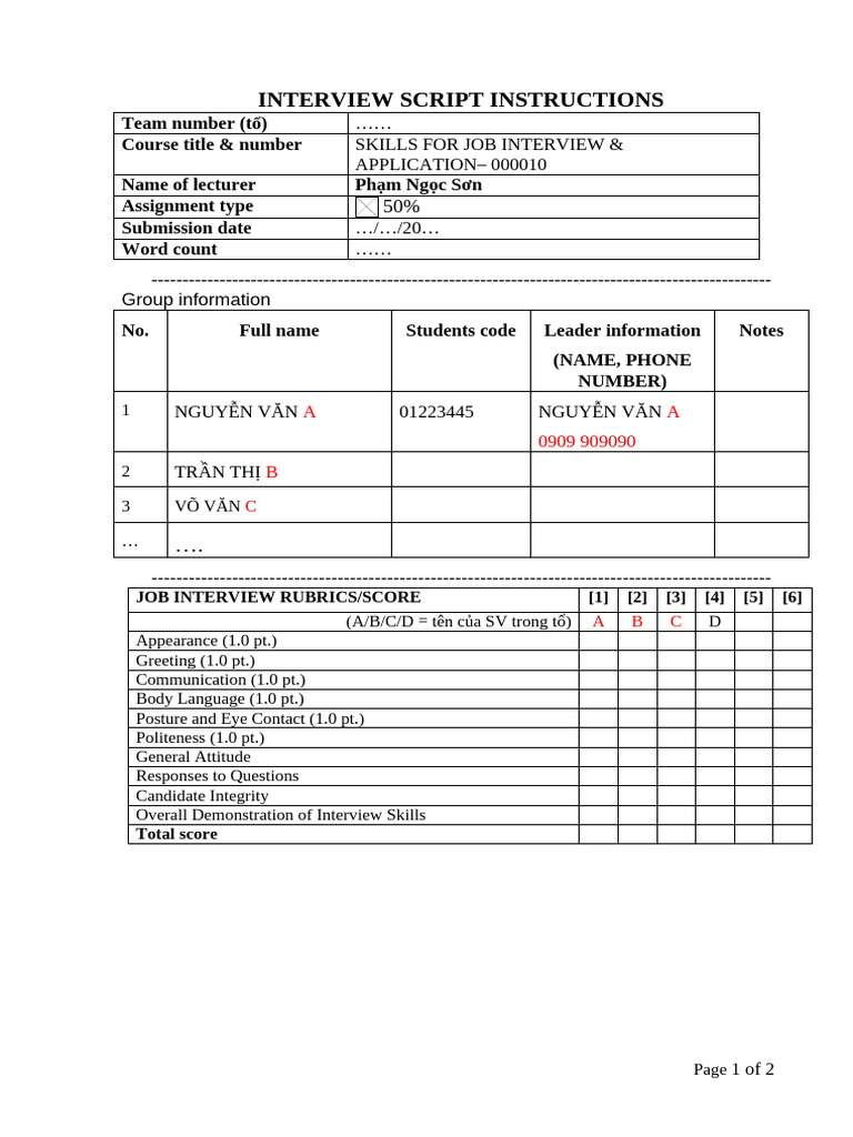 Intervew Script Instruction | PDF