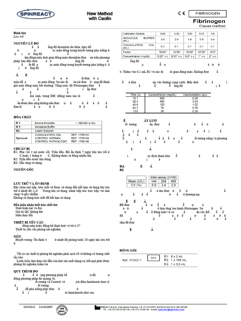 Fibrinogen - Spinreact | PDF