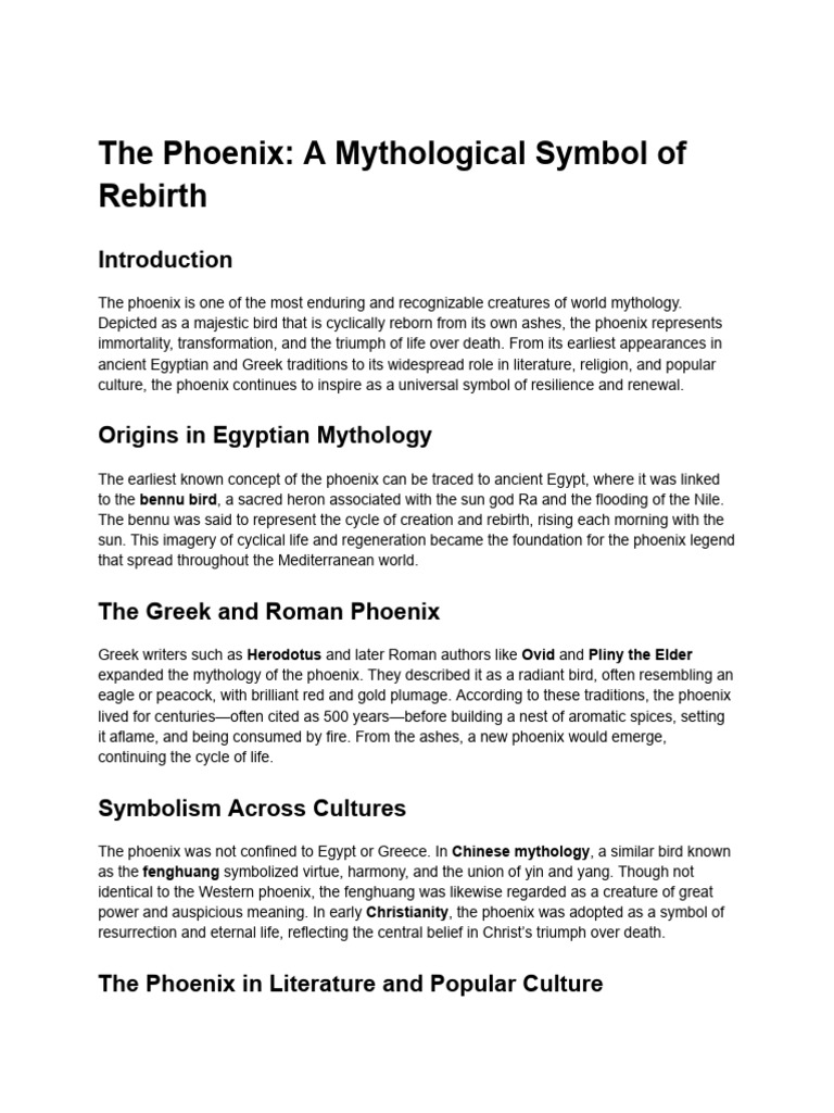 The Phoenix: Symbol of Rebirth and Renewal | PDF | Mythology ...