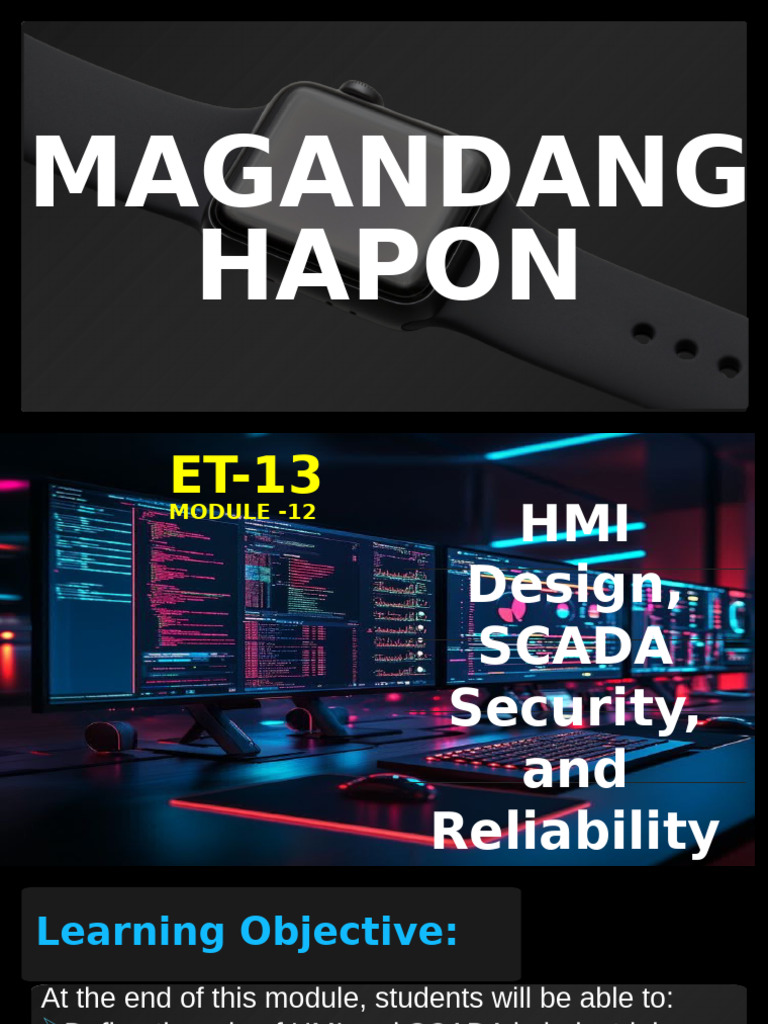 Et - 13 Lesson 12 Hmi Design and Scada | PDF | Scada | User Interface