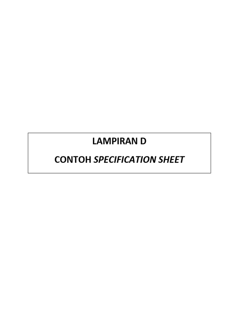 Lampiran D Contoh Specification Sheet Untuk Detail Design | PDF