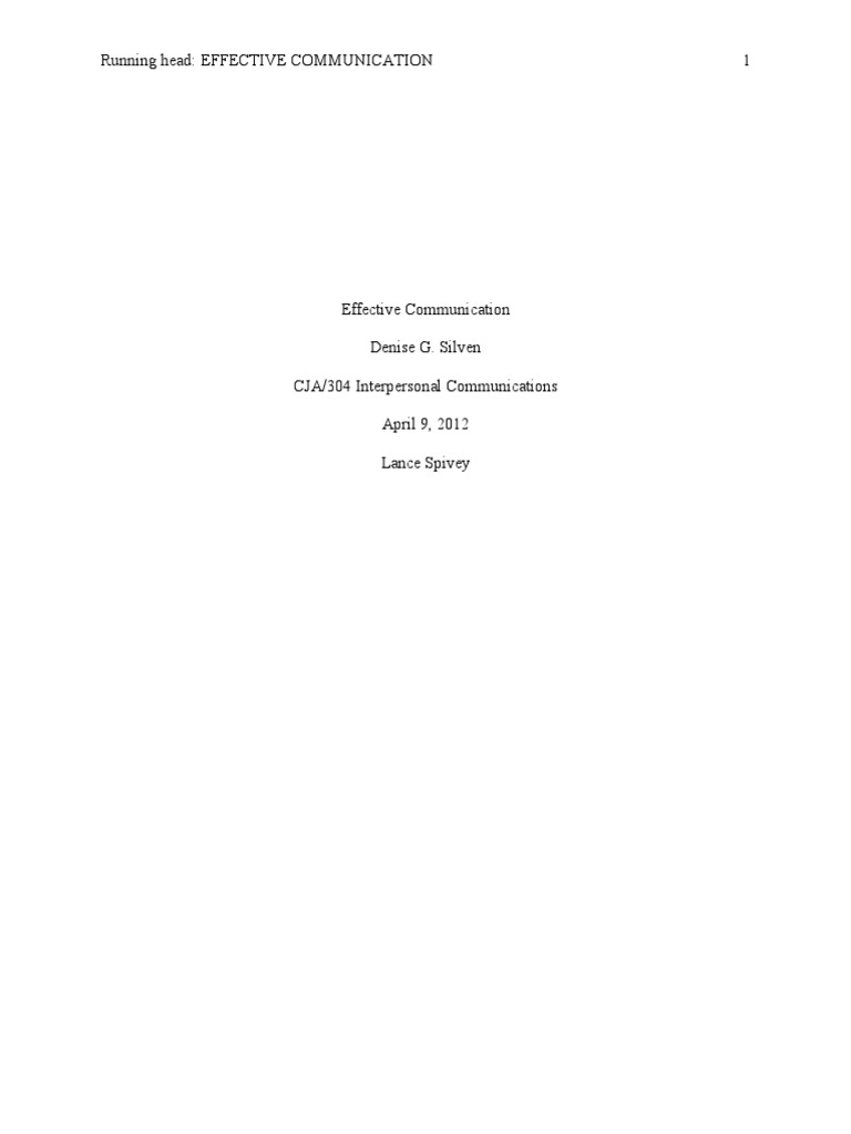 Week 1 Effective Communication Paper | PDF | Body Language | Nonverbal ...