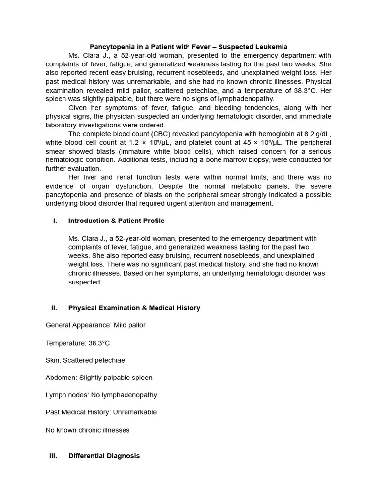 Group 3 Case Study Report | PDF | Leukemia | Bone Marrow