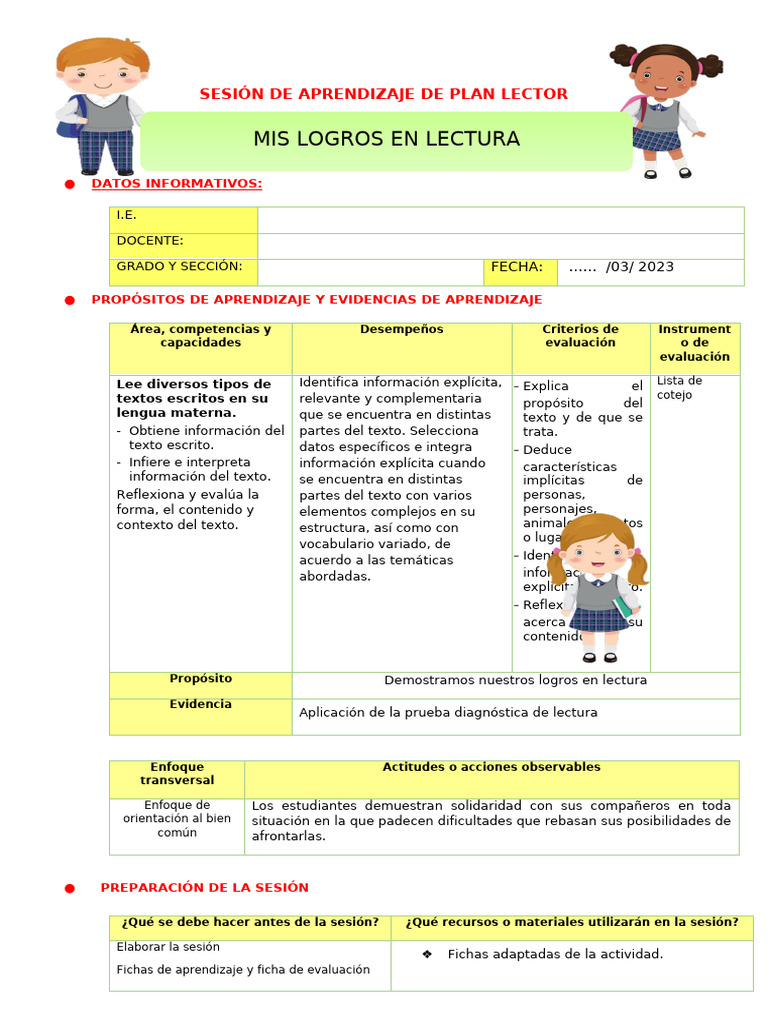 Ses-Mis Logros en Lectura | PDF | Evaluación | Aprendizaje