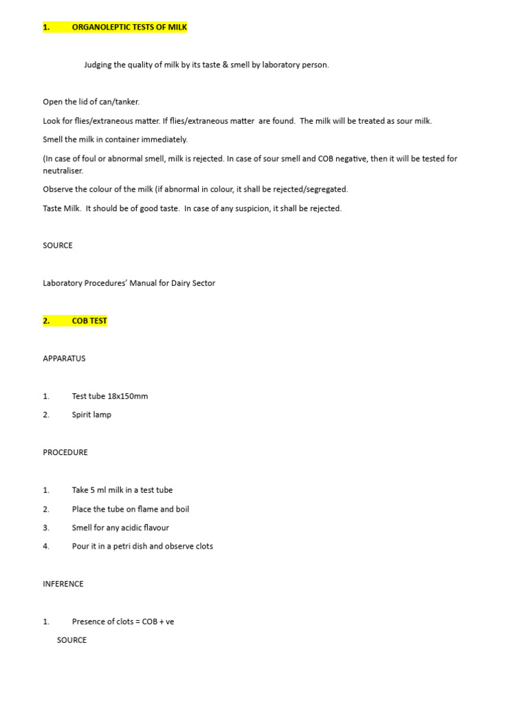 Process Flowchart For Samples and Test | PDF | Milk | Titration