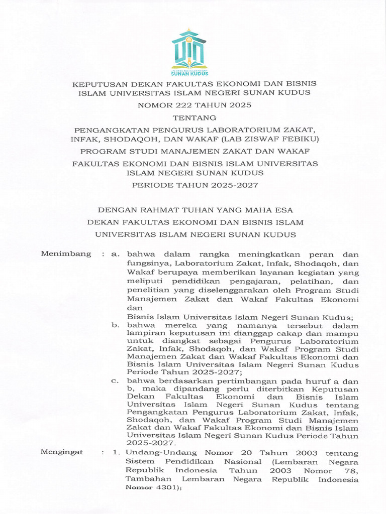 SK Pengurus Lab Ziswaf 2025 | PDF