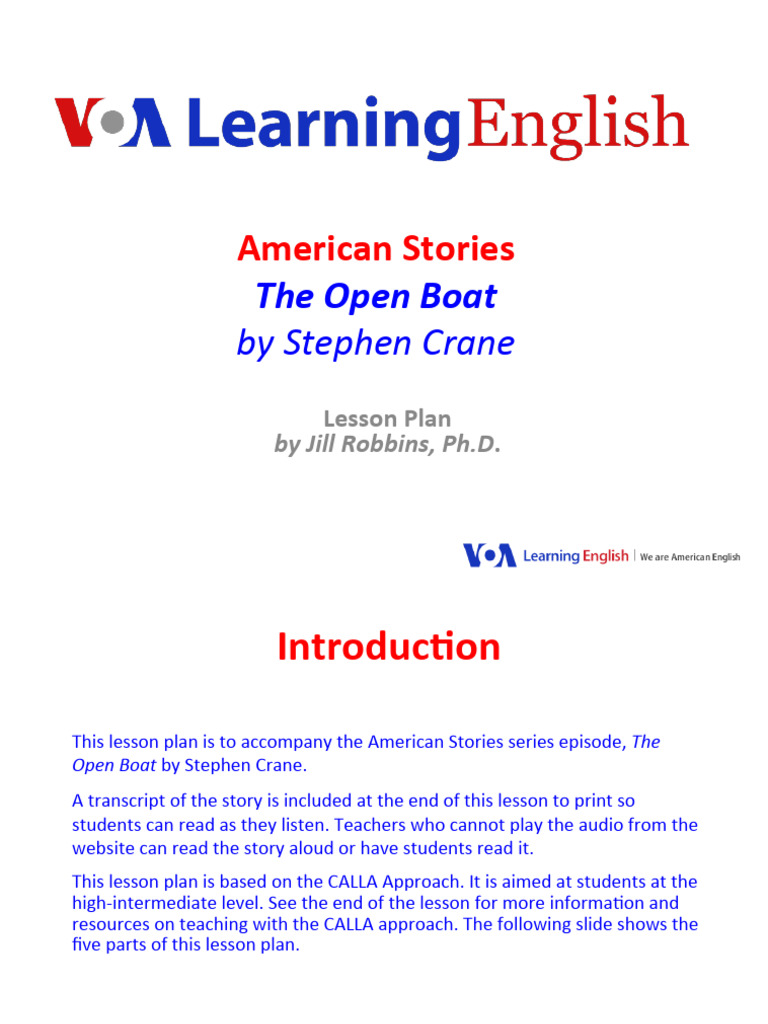 Short Story Open Boat With Lesson Plan | PDF | English As A Second Or ...