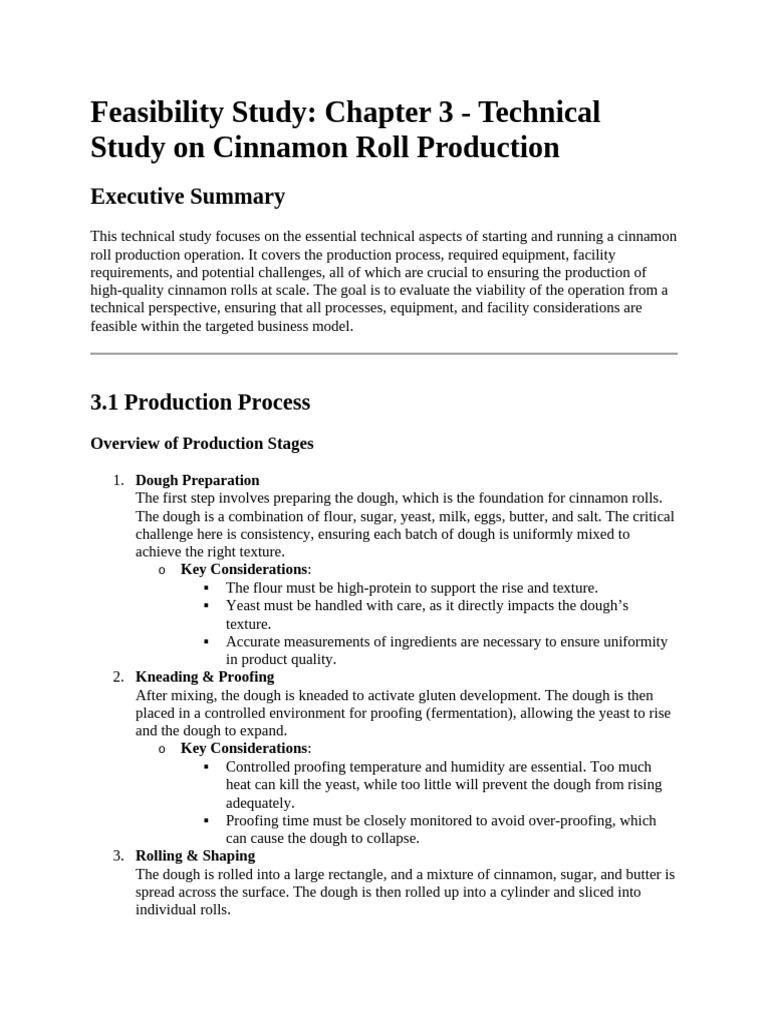 Technical Feasibility of Cinnamon Roll Production | PDF | Baking