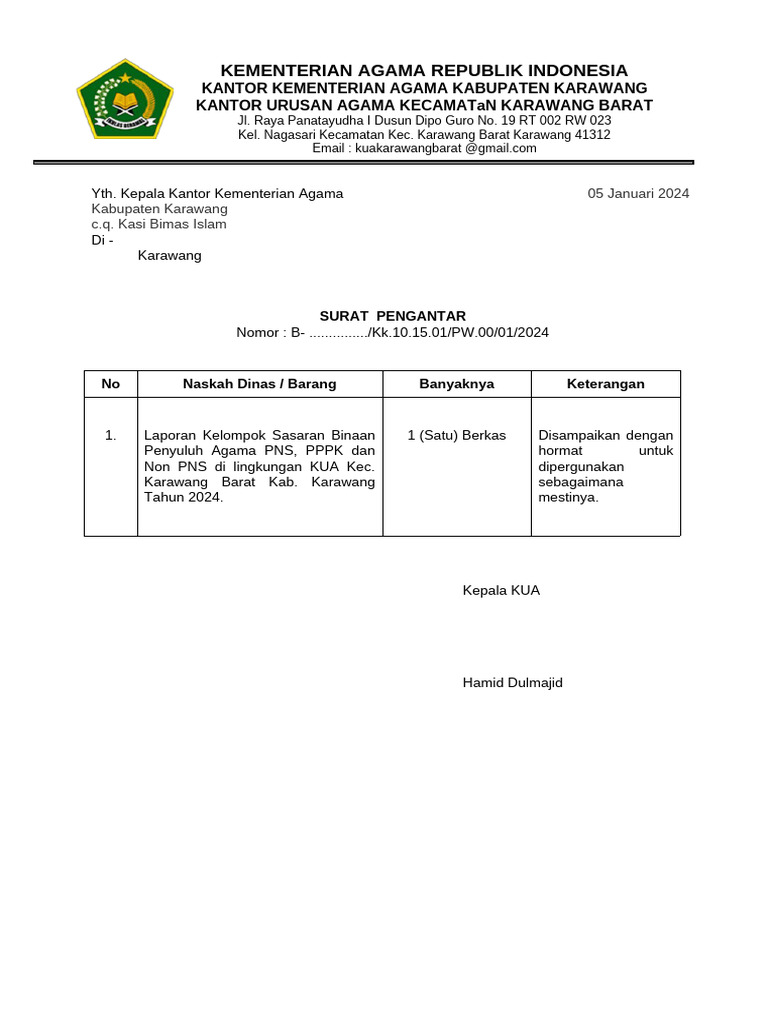 04 Form Lap Kelompok Sasaran Binaan PAI 2024 | PDF