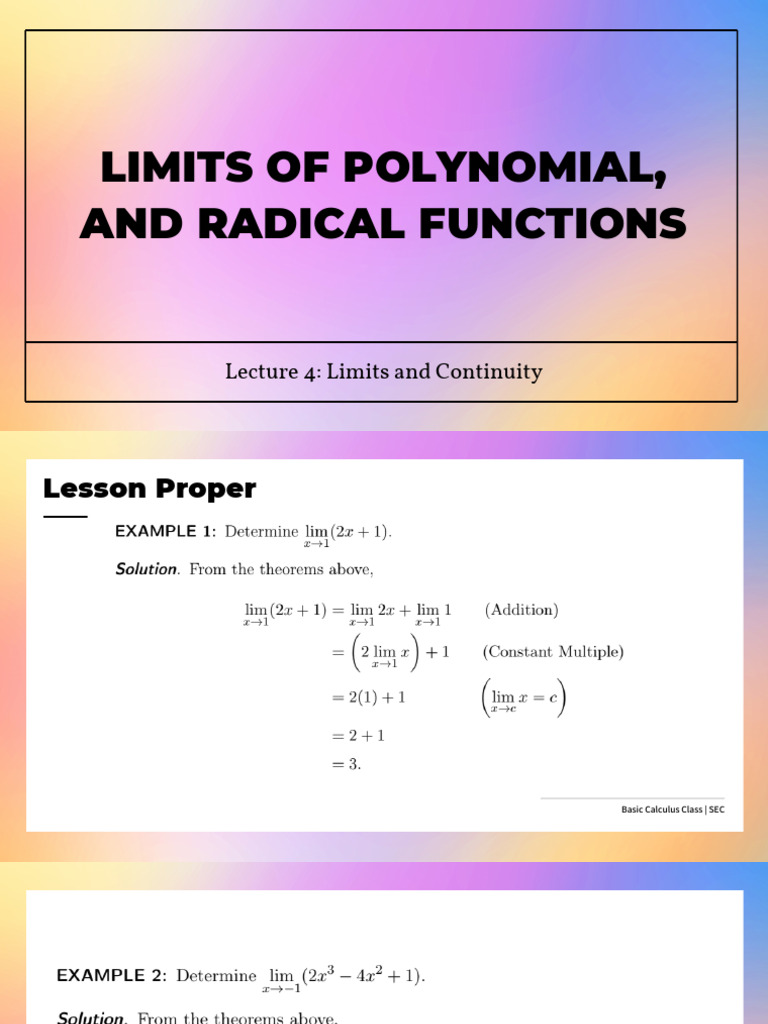 Limits of Polynomial - Rational and Radical | PDF