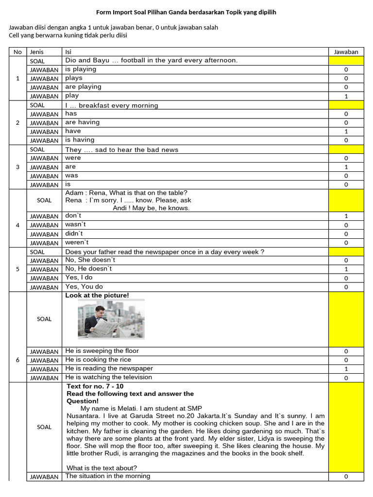 Form-Soal-Ganda CBT Saliko Inggris | PDF